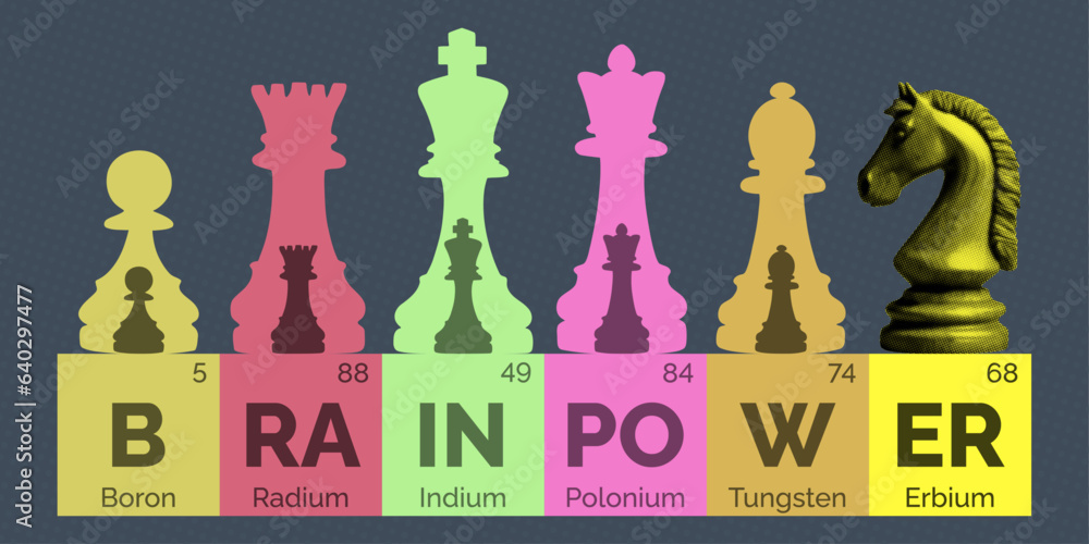 chess concept intelligence brain poster design with text from names of ...