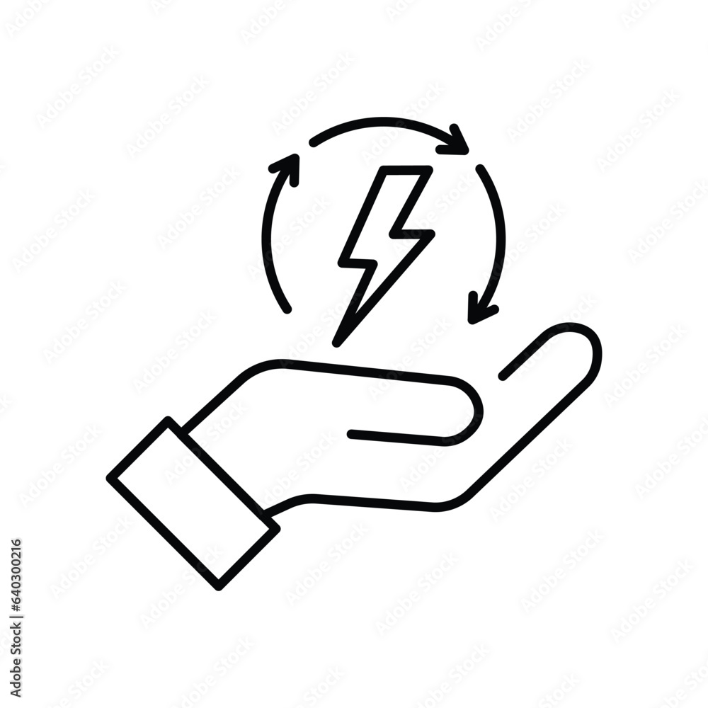 saving consumption icon with thin line hand. concept of abstract simple ...
