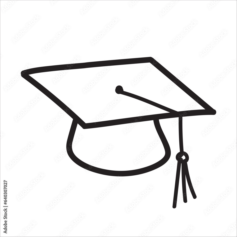 Graduation cap doodle vector illustration isolated on white Stock ...