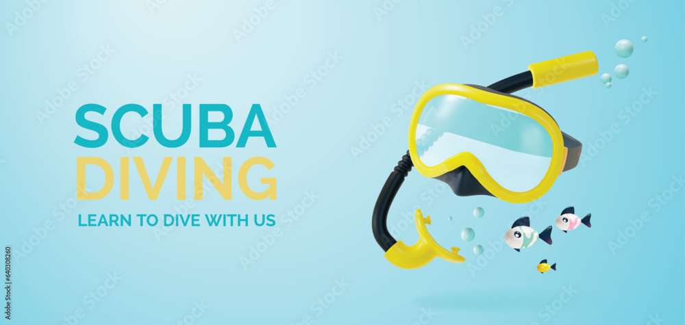 3d Scuba Diving Learn to Dive with Us Placard Poster Banner Card ...