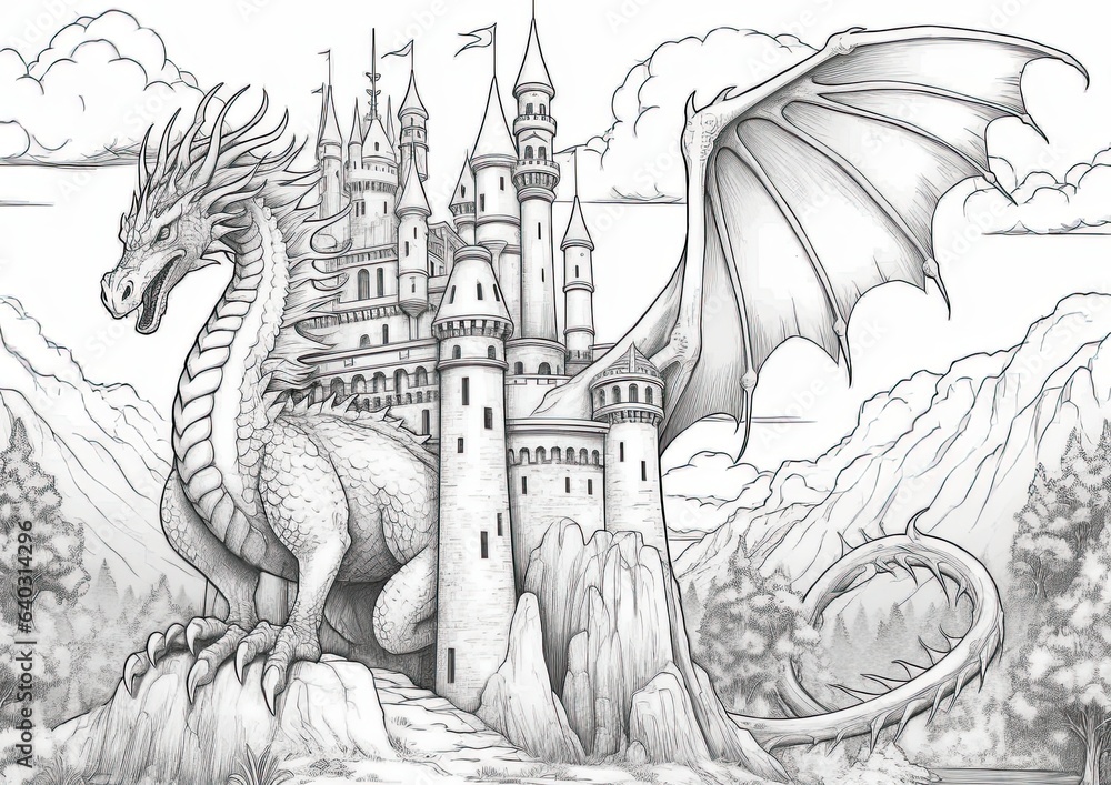 Set out on a quest with this castle and dragon coloring page. Strong ...