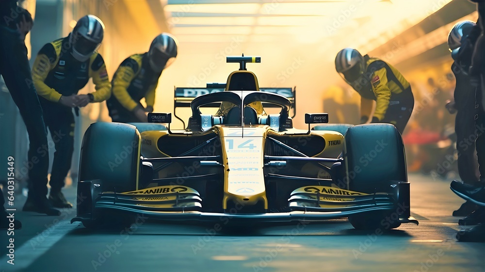 Formula one Grand Prix Professional pit crew get ready as their grand ...