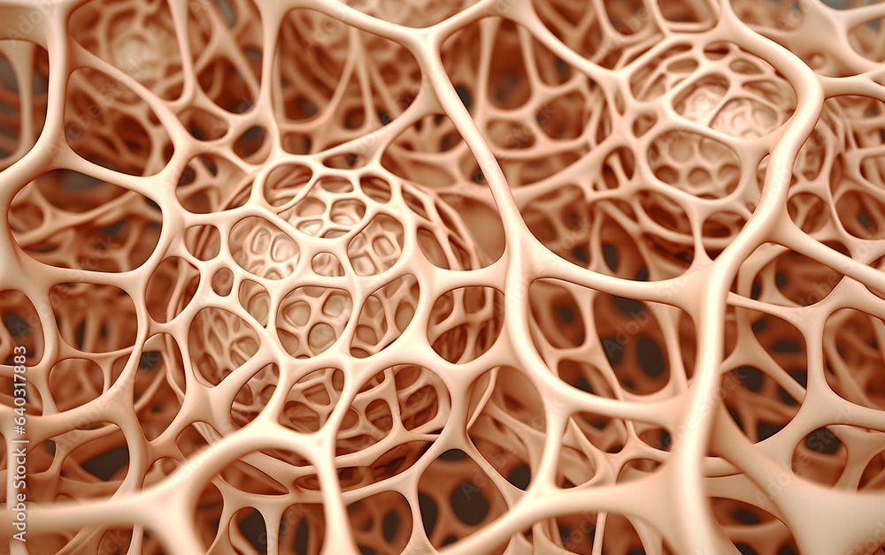 Bone tissue, generative ai macro view illustration porous texture of ...
