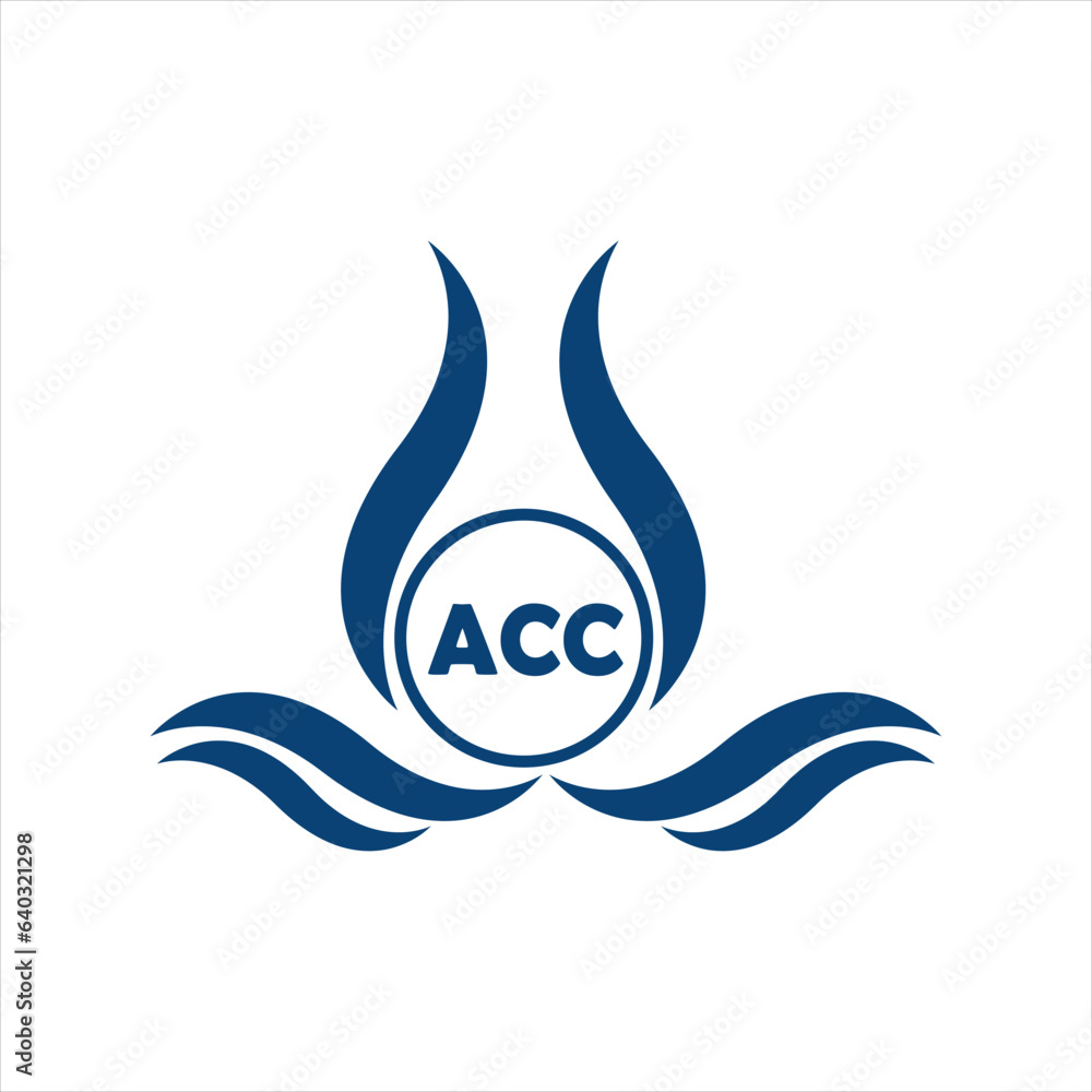 ACC letter water drop icon design with white background in illustrator ...