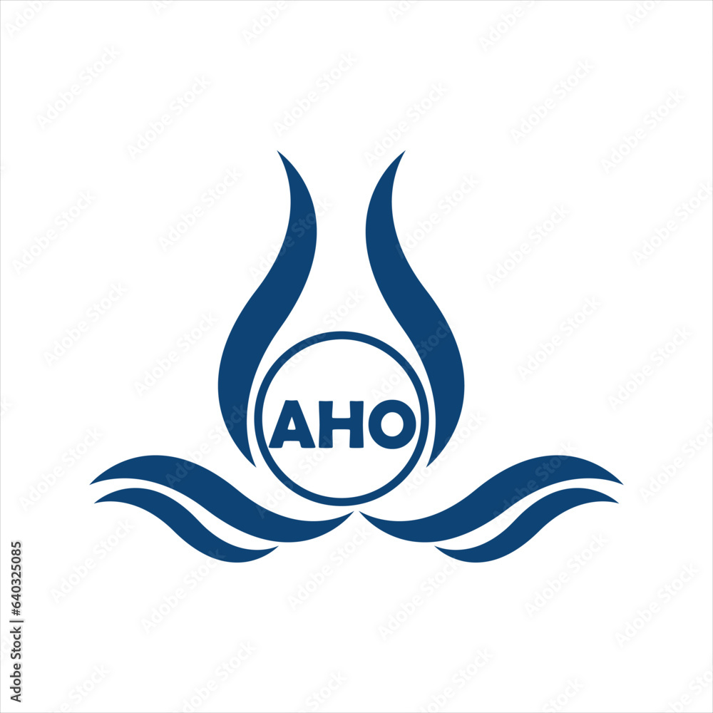 AHO letter water drop icon design with white background in illustrator ...