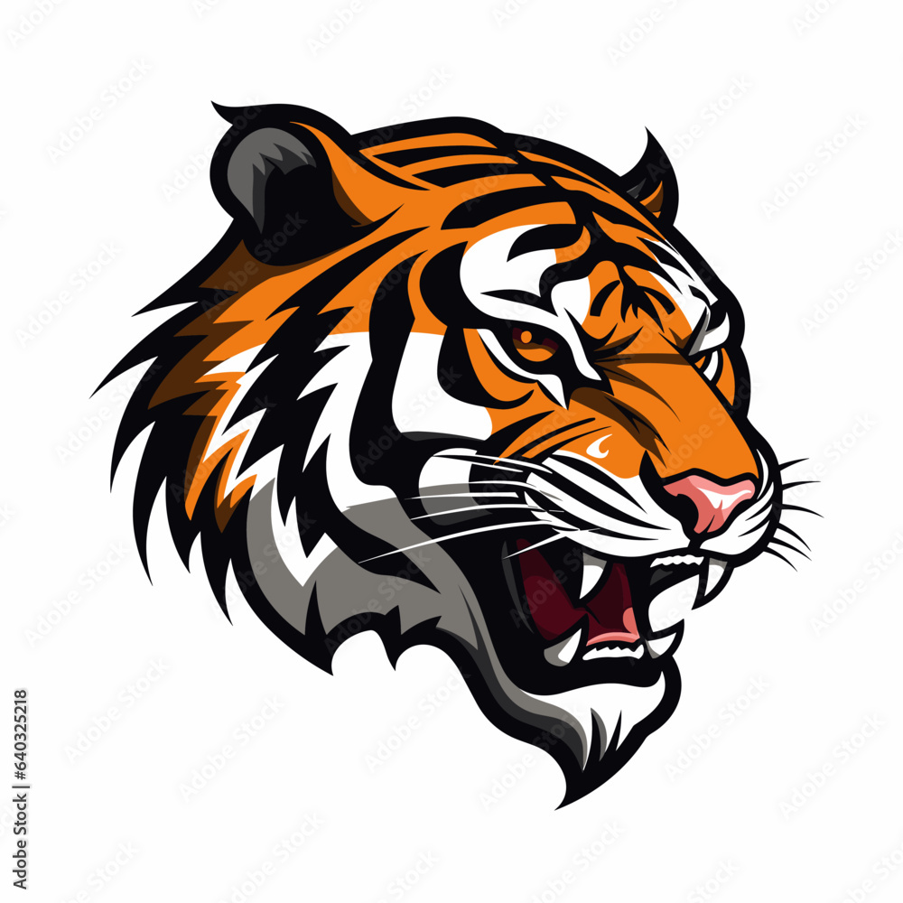 Esport vector logo tiger on white background side view, tiger icon ...