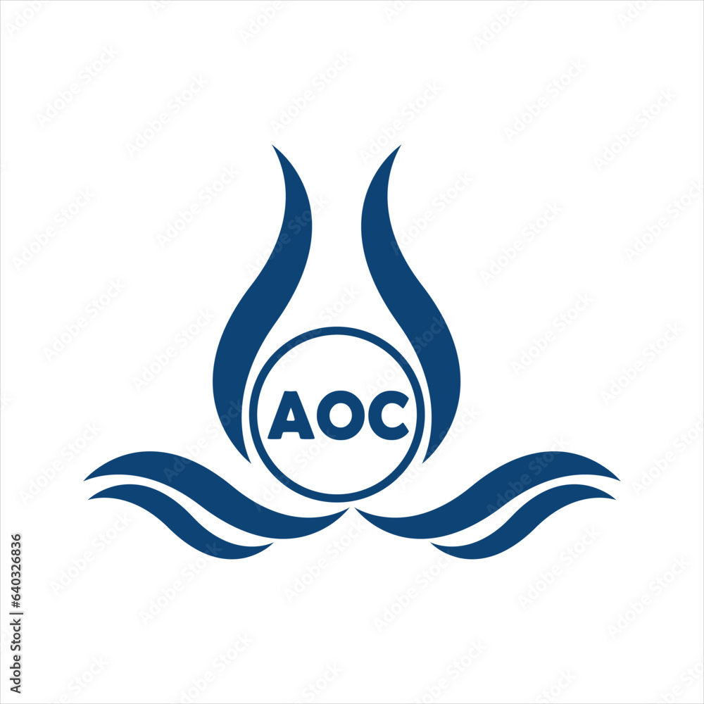 AOC letter water drop icon design with white background in illustrator ...