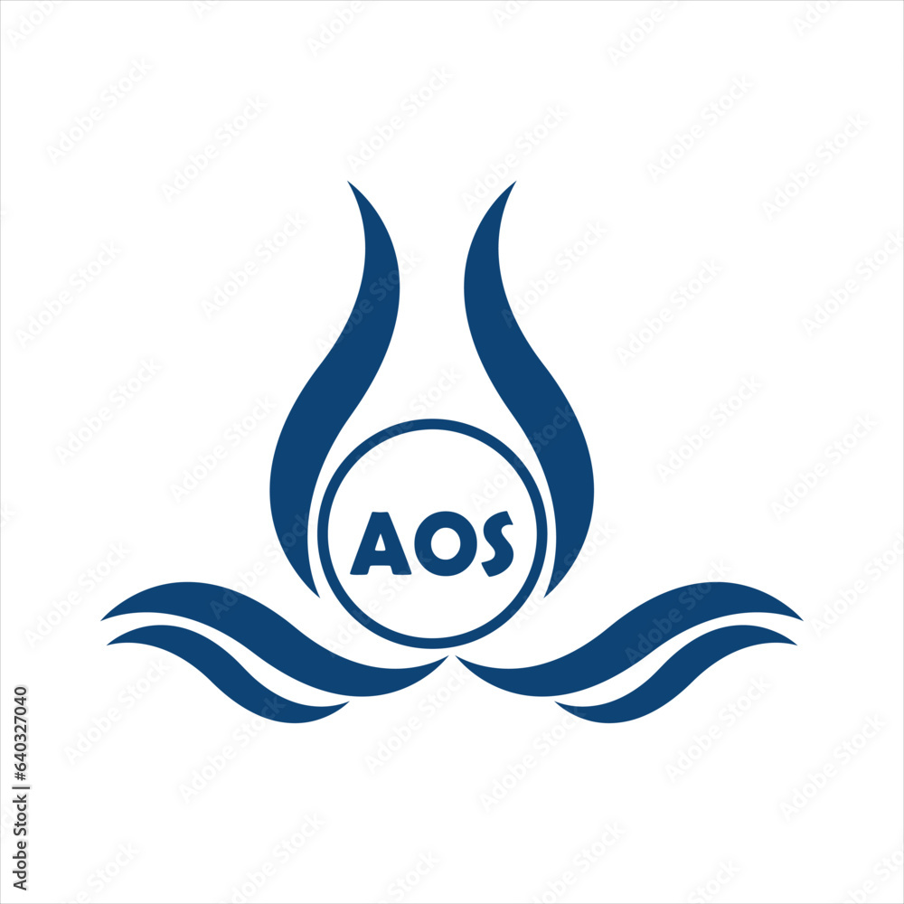 AOS letter water drop icon design with white background in illustrator ...