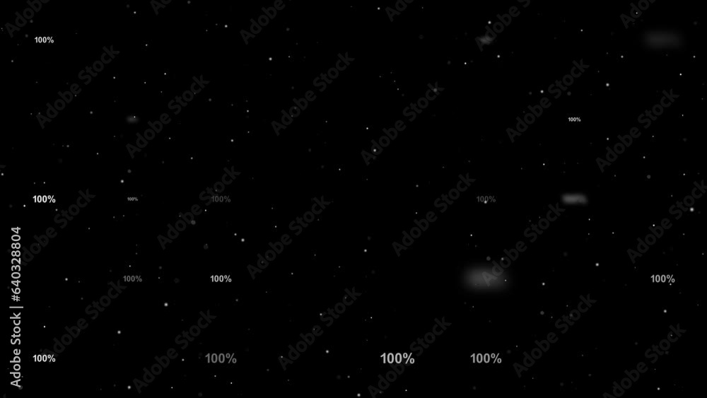Template animation of evenly spaced 100 percent symbols of different ...