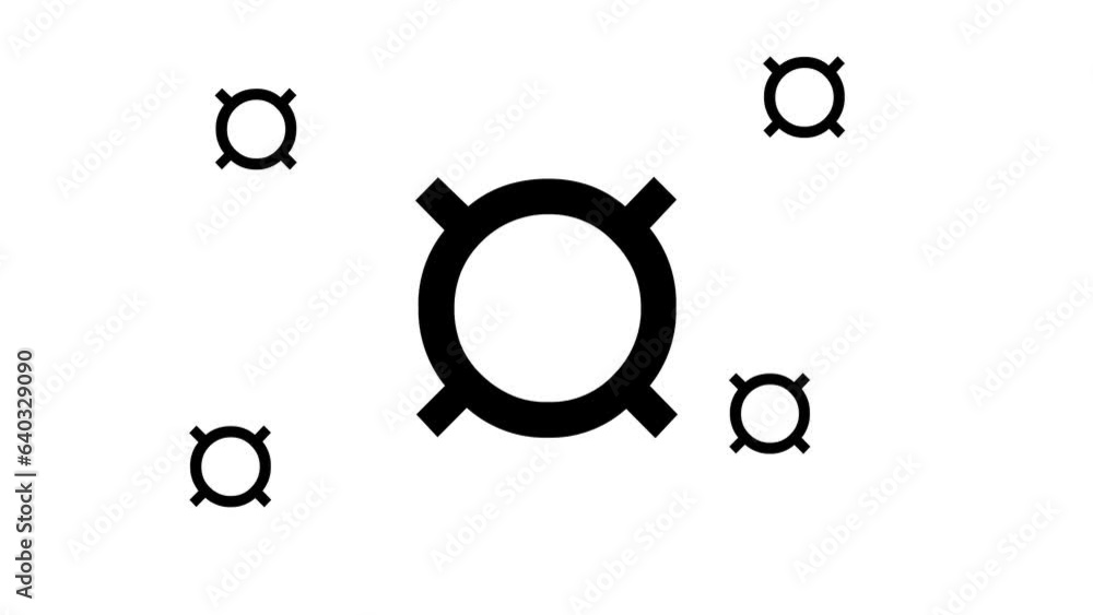 Zoom in and out animation the currency symbol. Large black symbol in ...