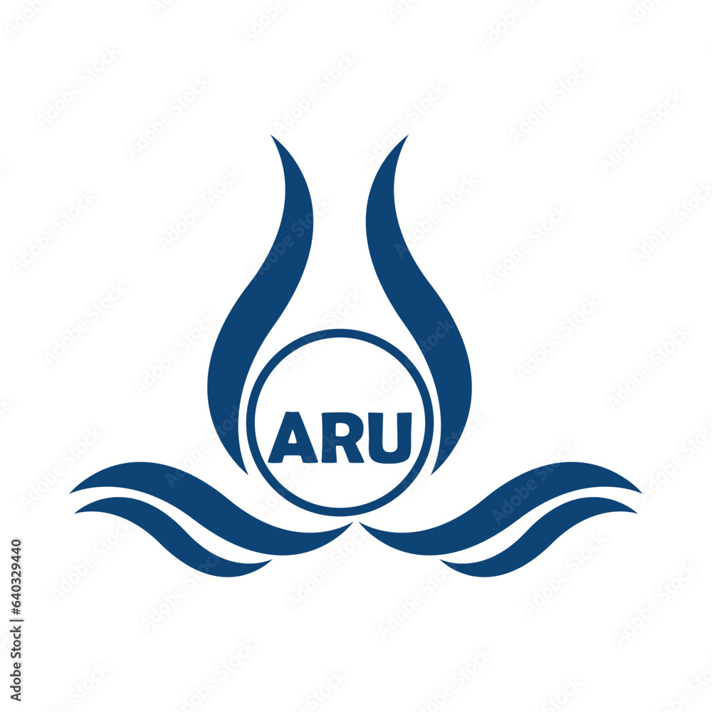 ARU letter water drop icon design with white background in illustrator ...