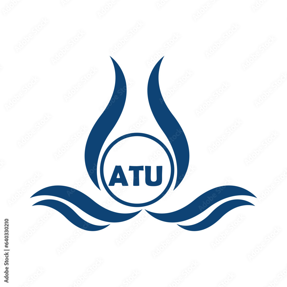 ATU letter water drop icon design with white background in illustrator ...