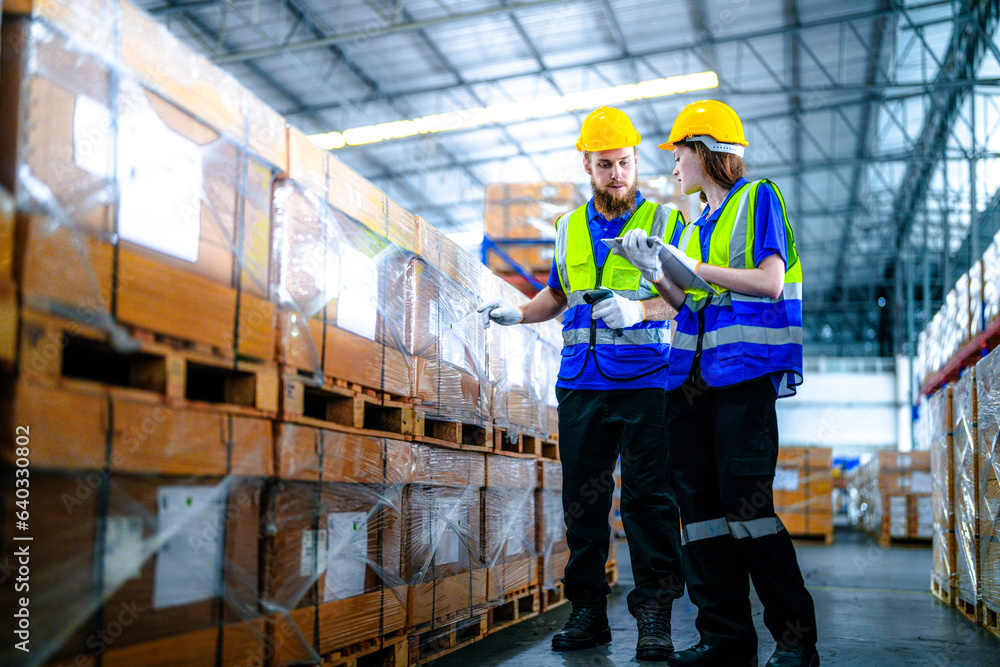 workers using Laser Barcode Scanner to checking stock items for ...