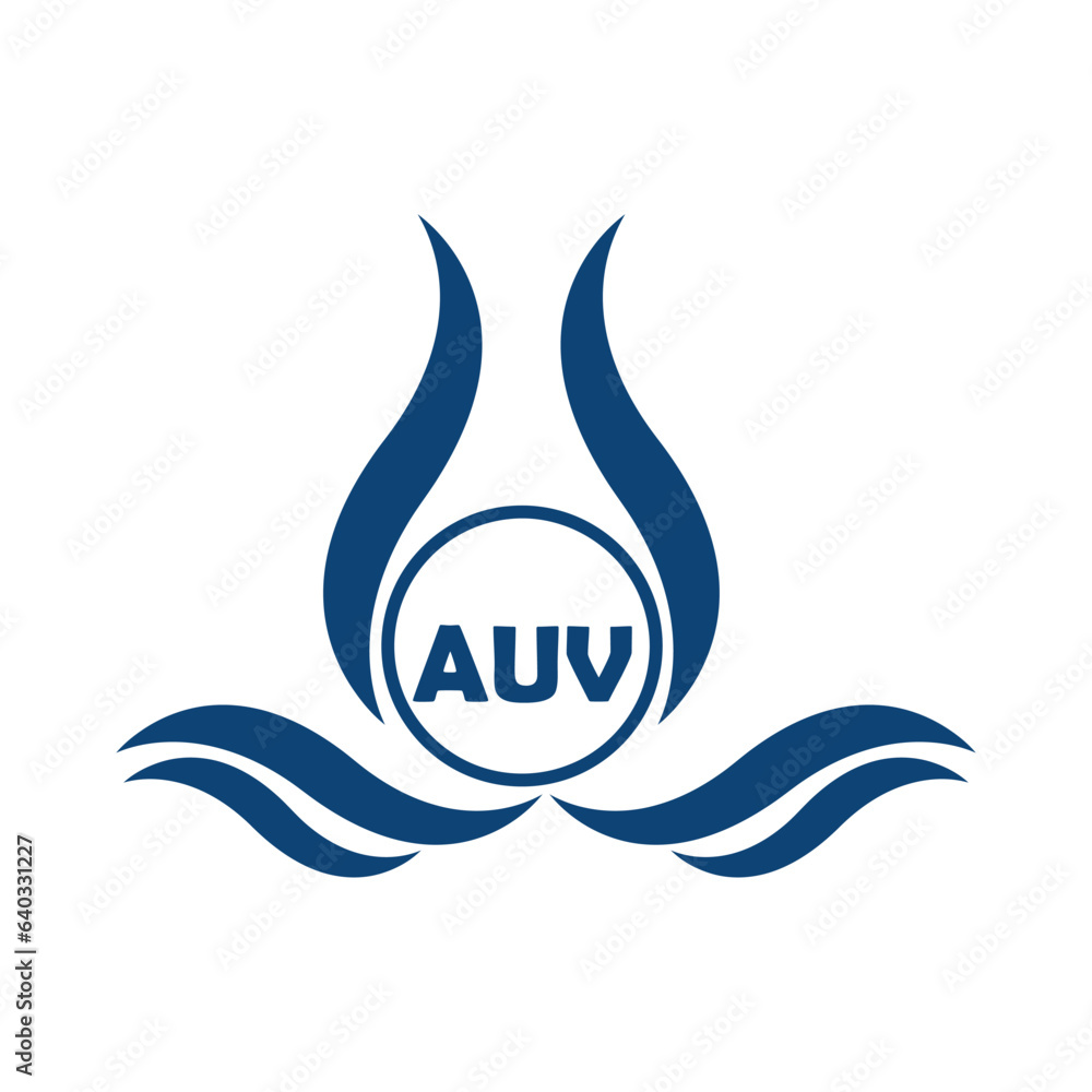 AUV letter water drop icon design with white background in illustrator ...