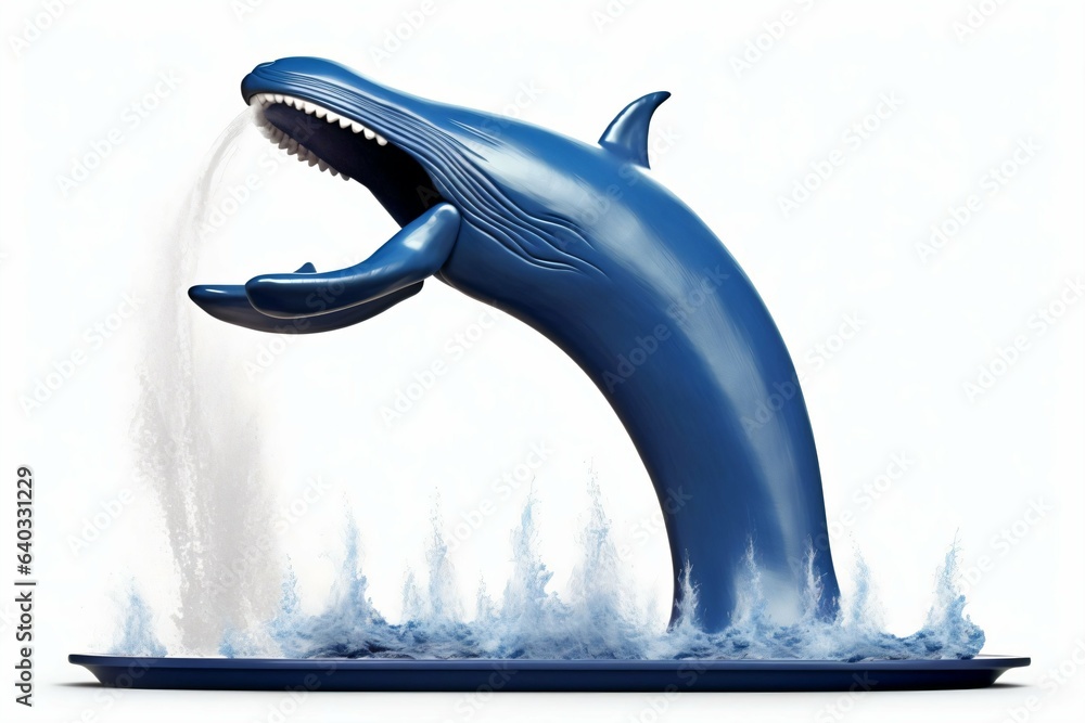 Whale breaching and producing a loud splash and exhale isolated on ...
