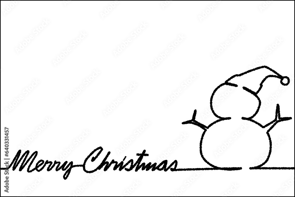 Merry Christmas logo text design. and Snowman or snowboy continuous ...