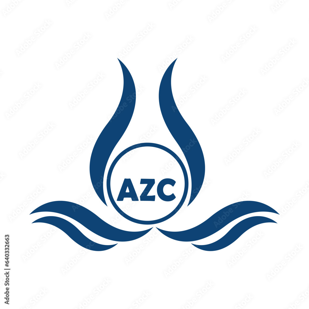AZC letter water drop icon design with white background in illustrator ...