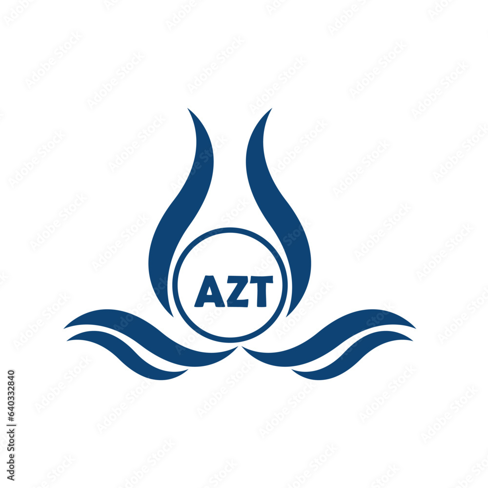 AZT letter water drop icon design with white background in illustrator ...