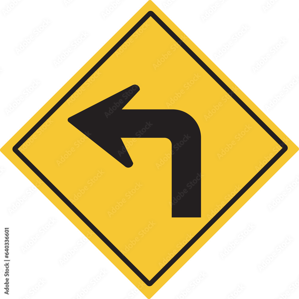 Sharp left curve.Various curved signs. Traffic warning signs. PNG ...