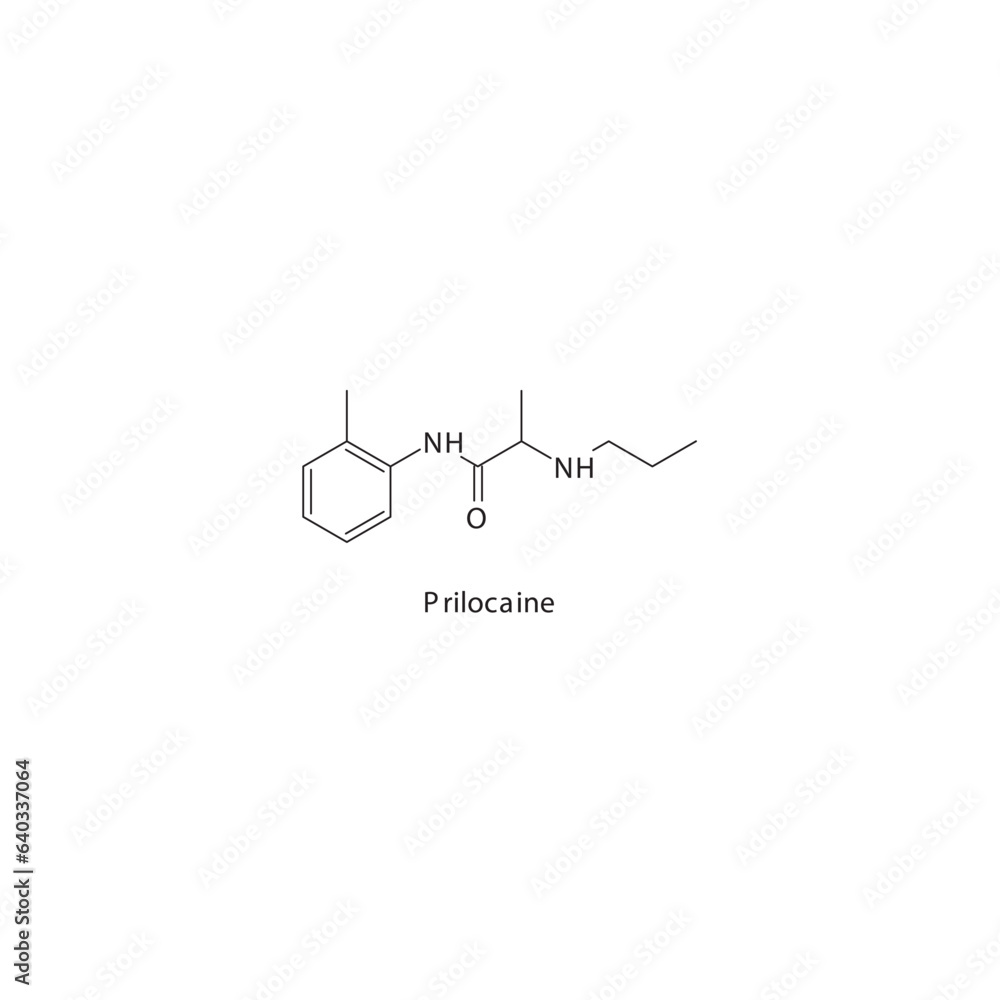 Prilocaine flat skeletal molecular structure Local Anesthetic drug used ...