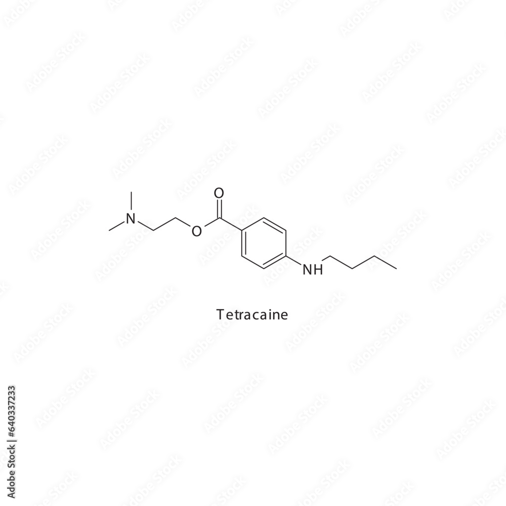 Tetracaine flat skeletal molecular structure Local Anesthetic drug used ...