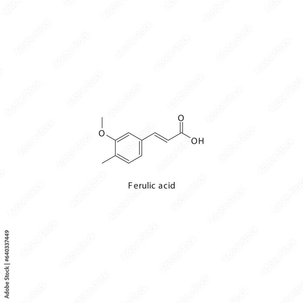 Ferulic acid flat skeletal molecular structure Keratolytic agent drug ...