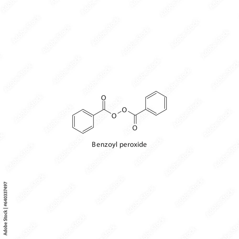 Benzoyl peroxide flat skeletal molecular structure Keratolytic agent ...