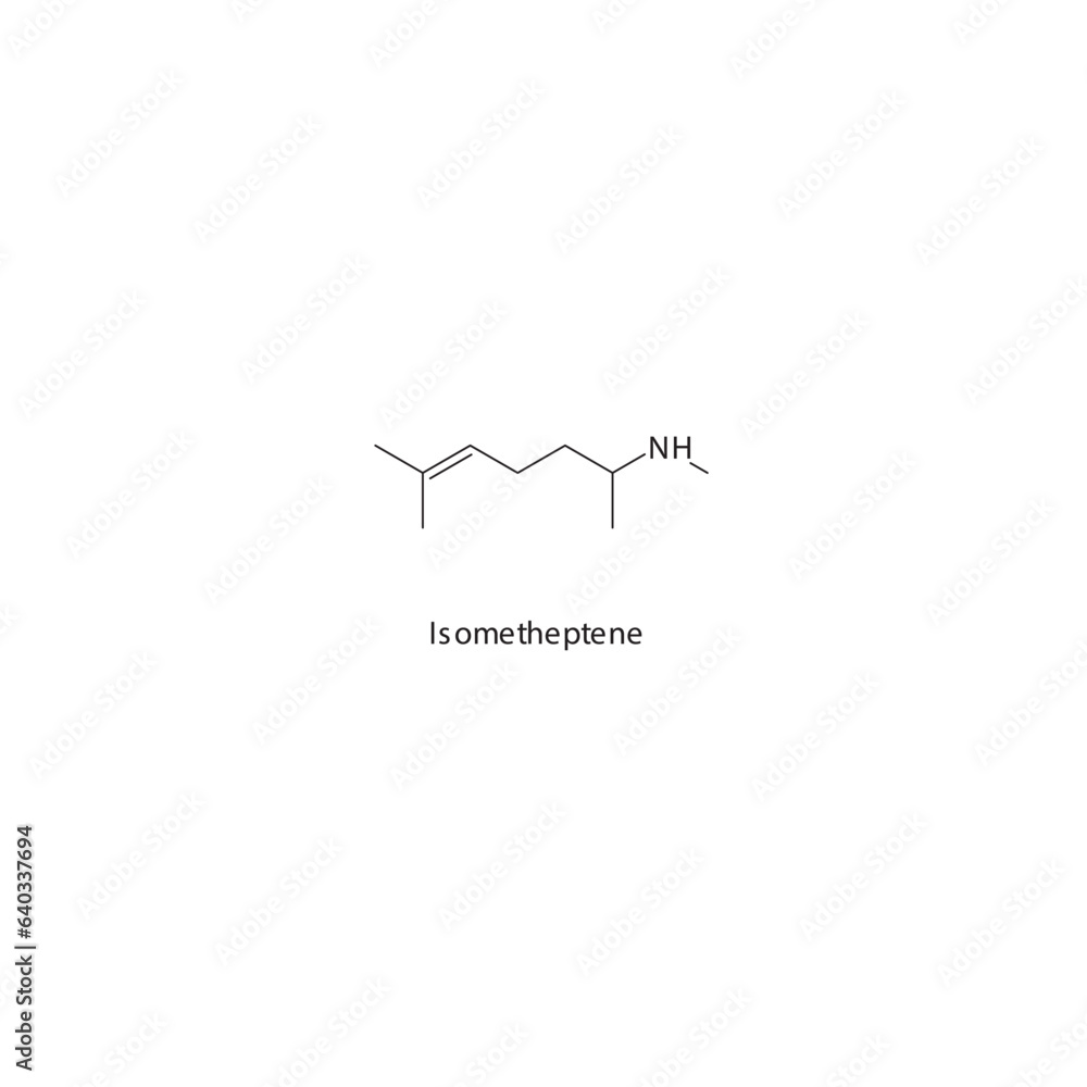 Isometheptene flat skeletal molecular structure α1 agonist drug used in ...