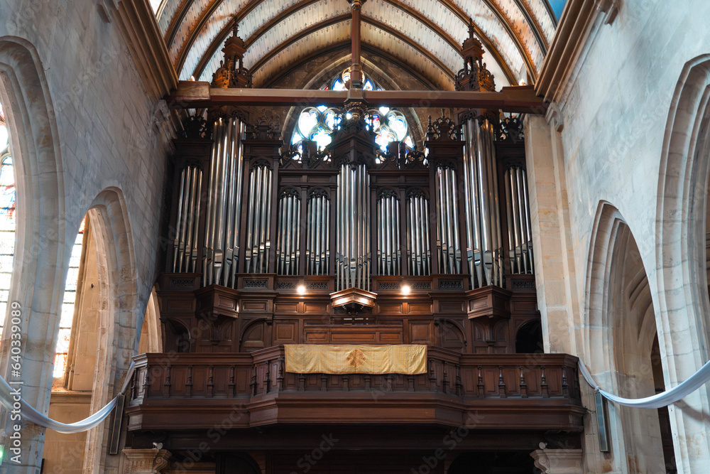 Rouen, France - 22 08 2023: Grand organ inside the Église Saint-Godard ...