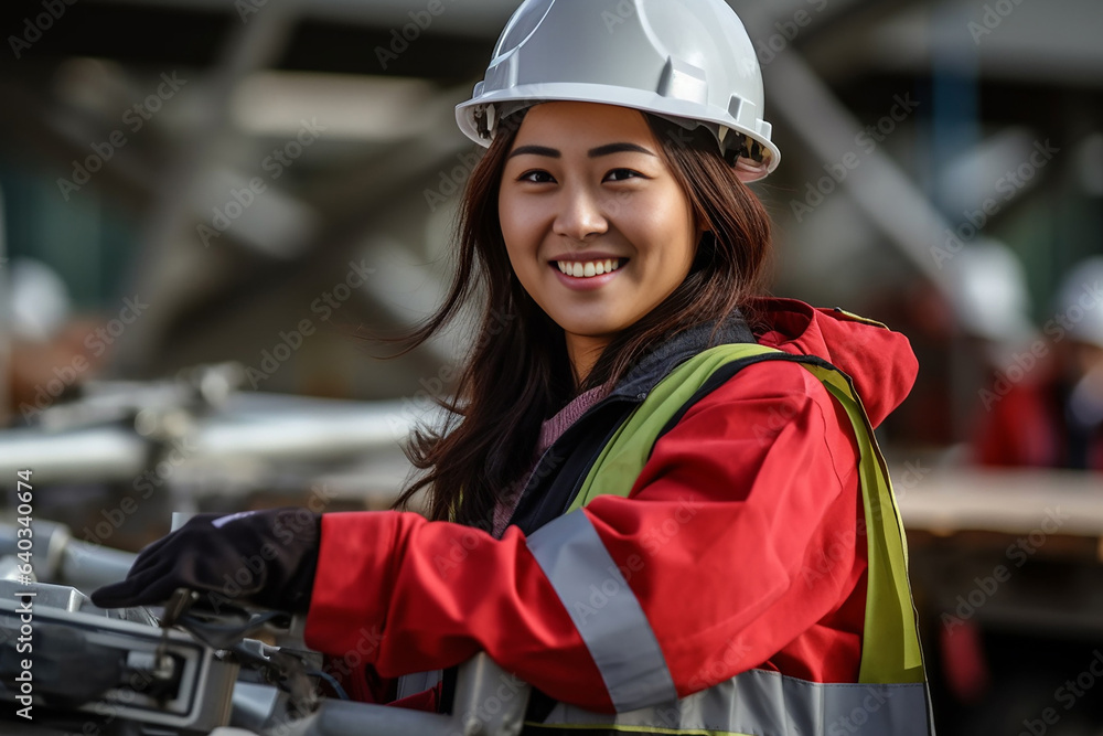 Asian women with a career that requires heavy labor. Portrait of female ...