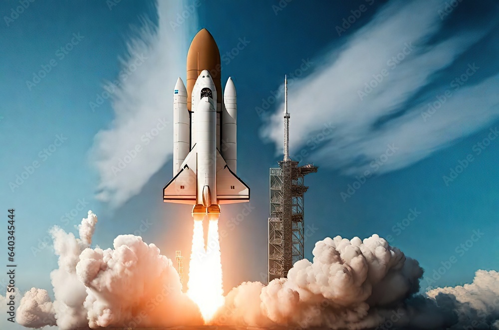 Experience the awe-inspiring sight of a space jet launch, propelling ...