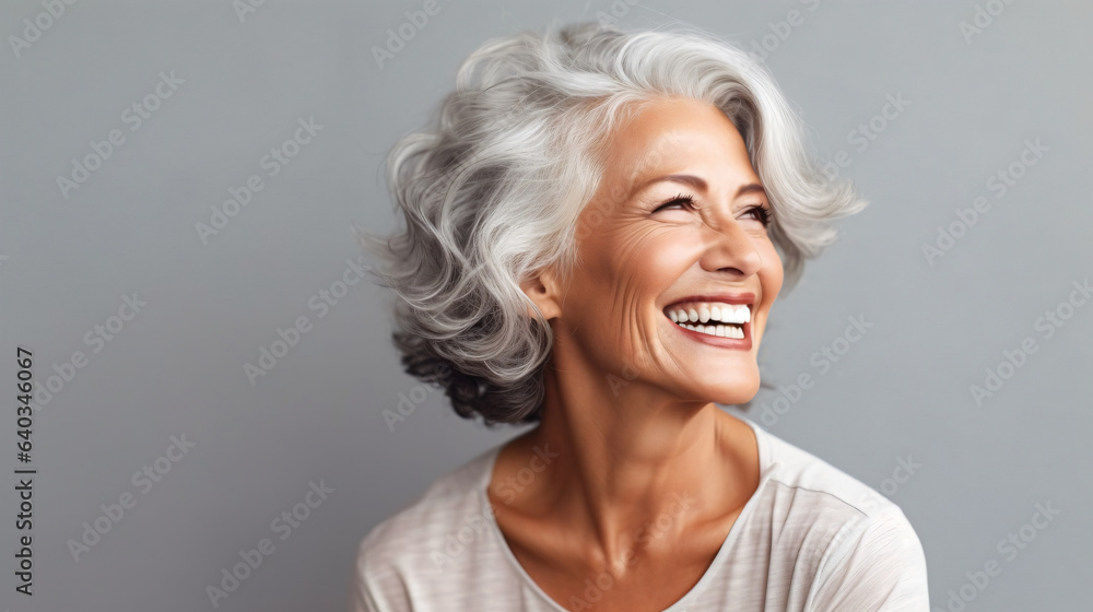 Beautiful senior model. Elderly women portrait with smiling face. Stock ...