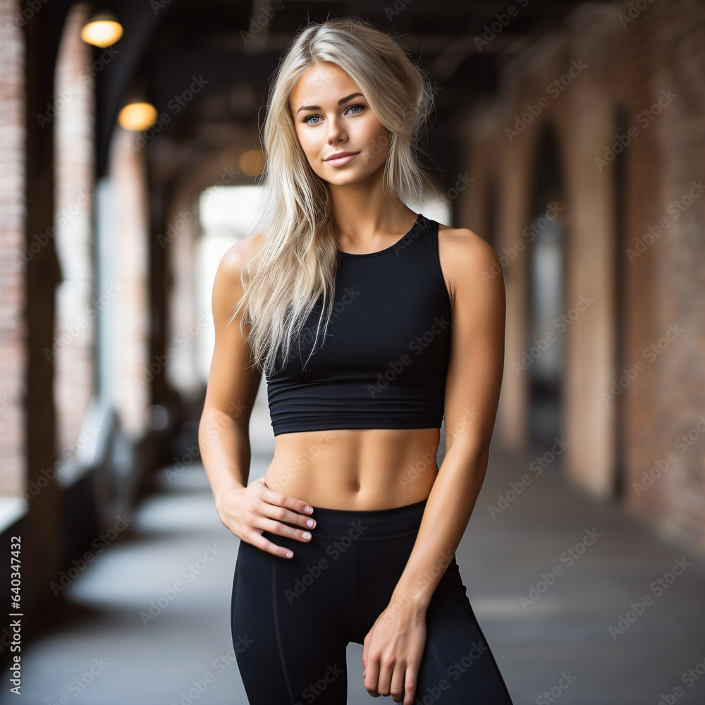 swedish fitness model woman wearing sports outfit Stock Photo | Adobe Stock