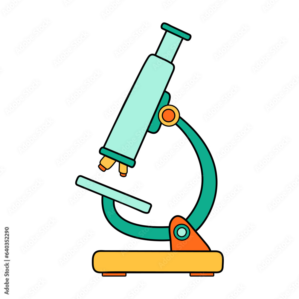 Science school microscope equipment icon. Chemistry and biology ...