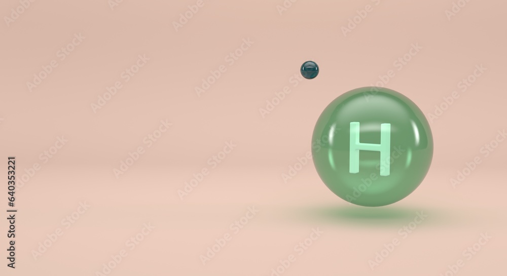 Hydrogen, hydrogen atom, representation of an atom, hydrogen sample ...