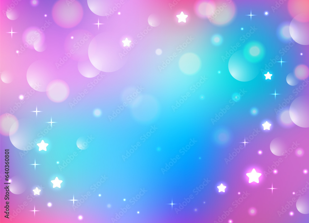 Rainbow unicorn background. Pastel pink color sky with stars ...