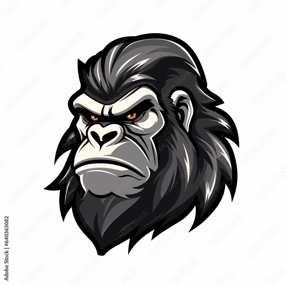 Esport vector logo gorilla on white background side view, gorilla icon ...