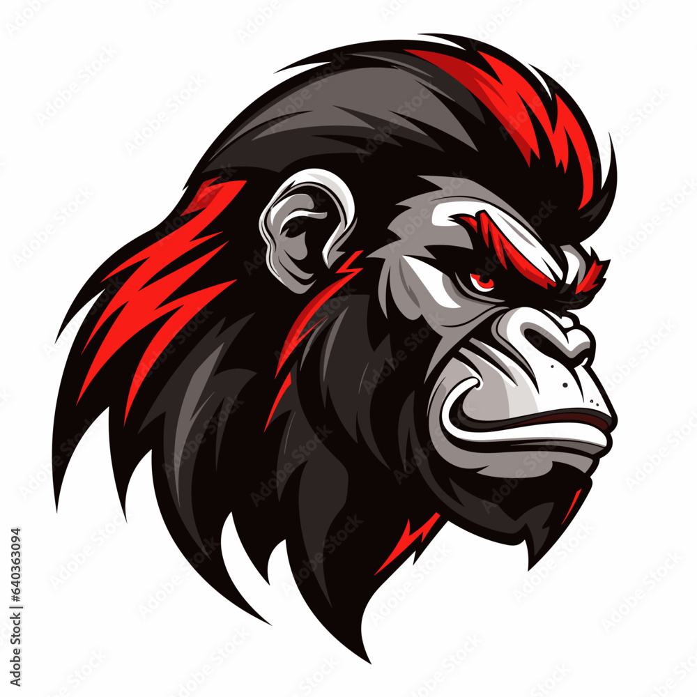 Esport vector logo gorilla on white background side view, gorilla icon ...