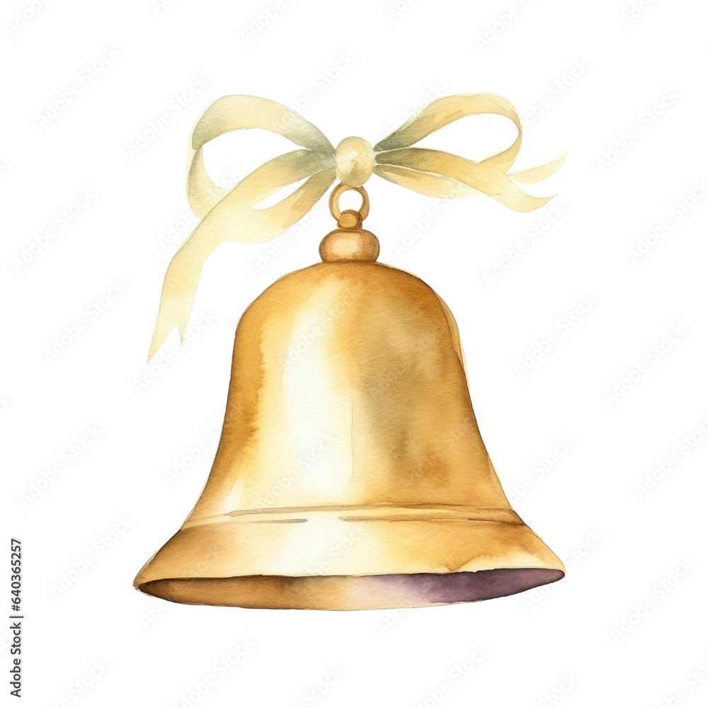 Christmas bell watercolor illustration. clipart for design. Christmas ...