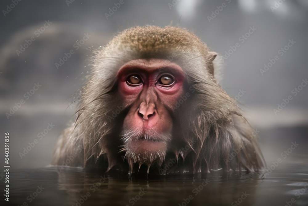 Japanese macaque at Jigokudani Monkey Park, Nagano, Japan. Generative ...