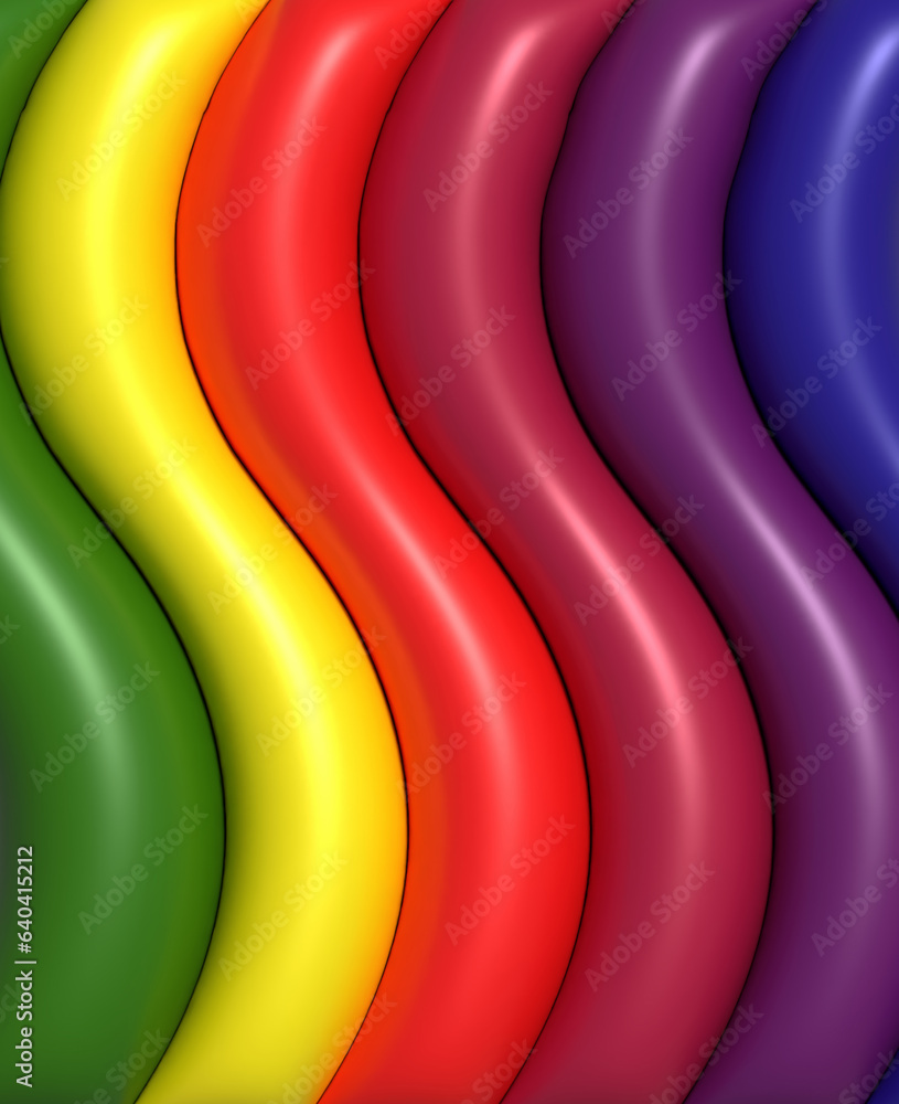 Multicolored inflated lines with a shiny surface, 3D rendering illustration Stock Photo | Adobe ...