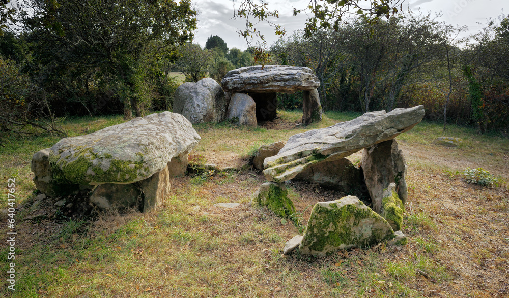 The two prehistoric passage grave Neolithic dolmens burial chambered ...