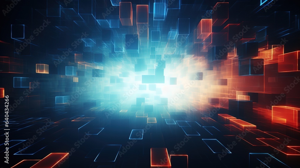 Blue abstract tech backdrop with squares hinting at a digital world ...