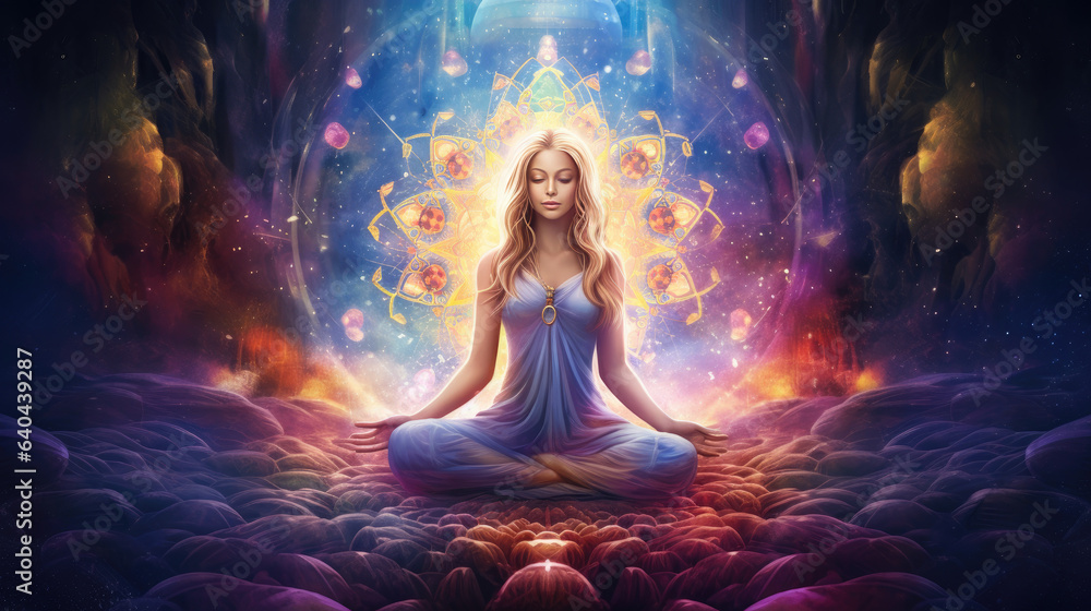 Spiritutal energy spirit healing meditation of the heart, in the style ...