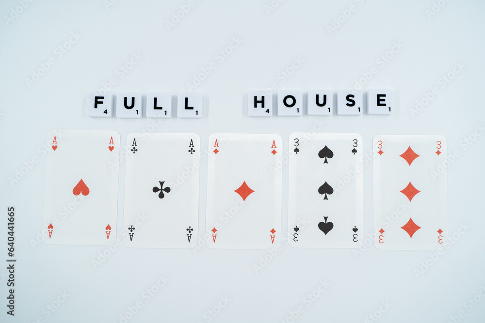 Full house playing cards with Scrabble letters isolated on white ...
