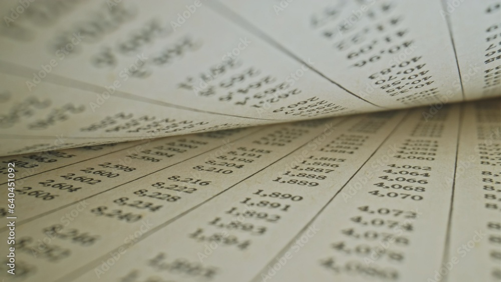 Mathematical Tables Book with Lists of Numbers Showing Results of ...