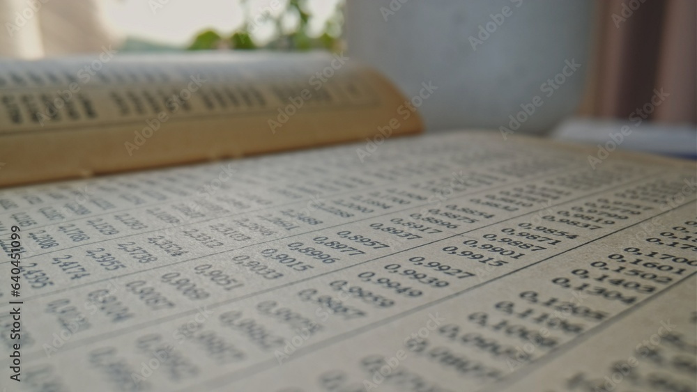 Mathematical Tables Book with Lists of Numbers Showing Results of ...