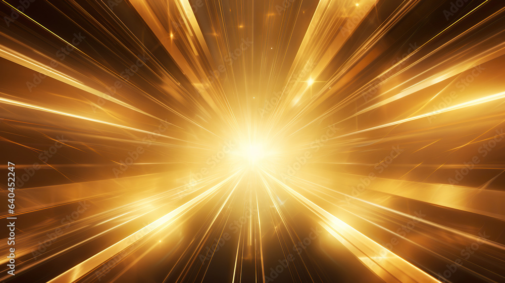Golden light rays effect with geometric shapes. Stock Illustration ...
