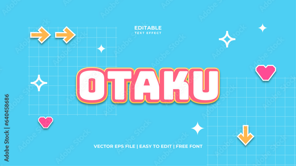 Editable Otaku text effect in 3d style. Suitable for brand or business ...