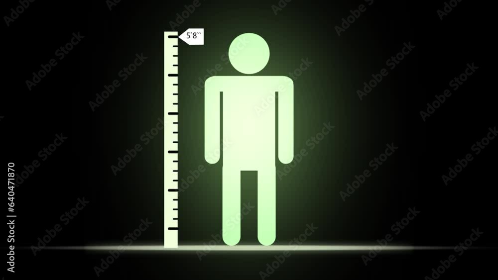 Measuring height body icon, man tall scale measuring animation ...